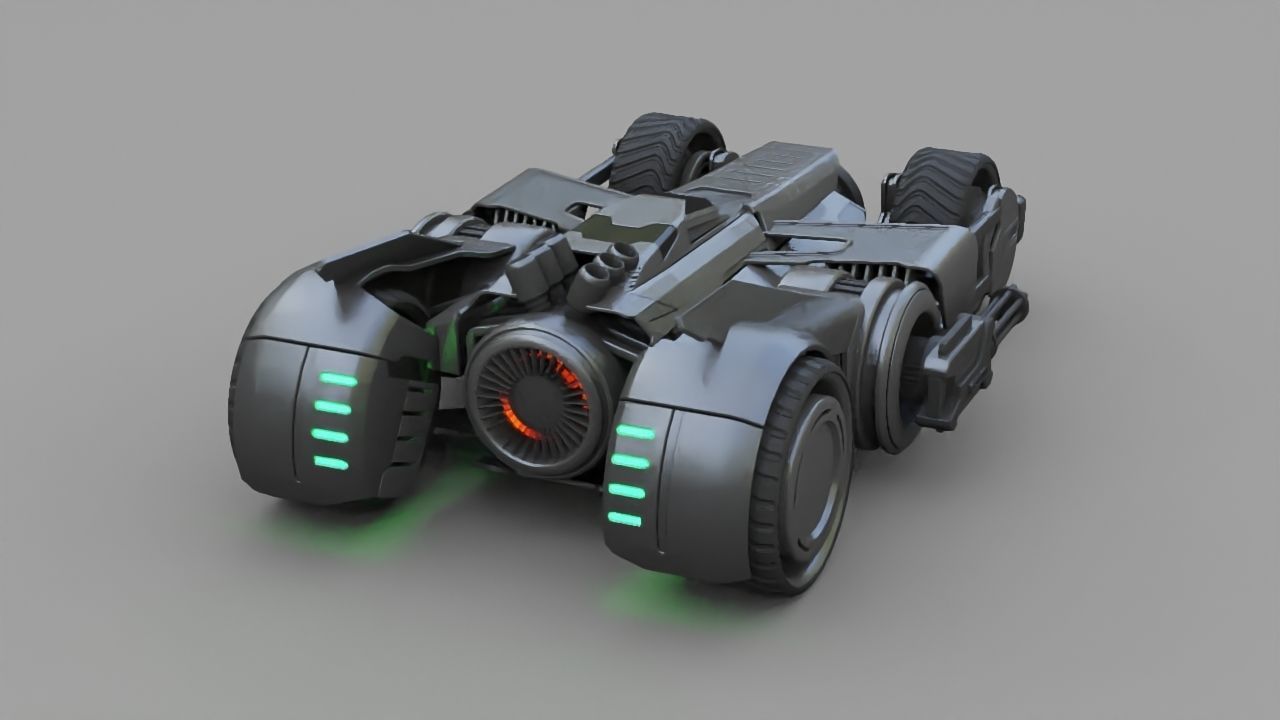 Bat mobile concept rigged vehicle 3D model rigged | CGTrader
