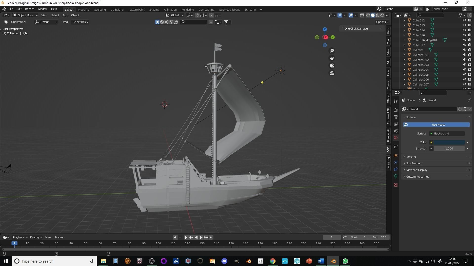 3D model Sloop pirate ship VR / AR / low-poly | CGTrader