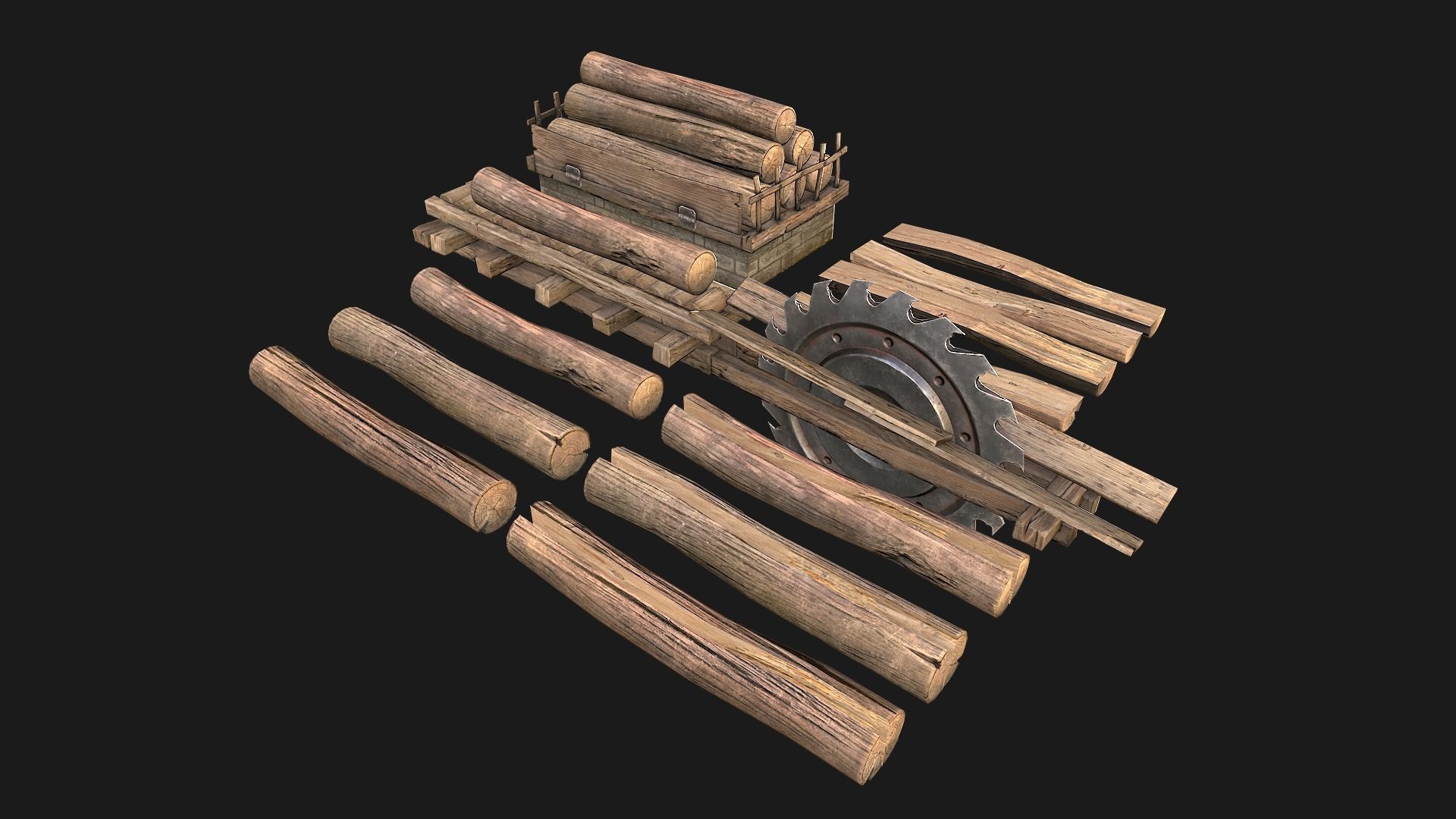 3D model Sawmill Mechanism with Storage VR / AR / low-poly | CGTrader