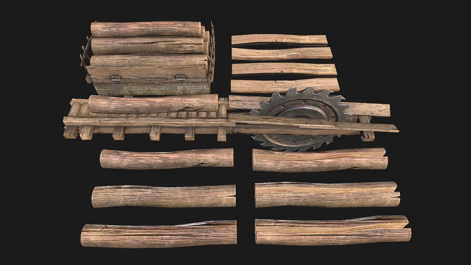 3D model Sawmill Mechanism with Storage VR / AR / low-poly | CGTrader