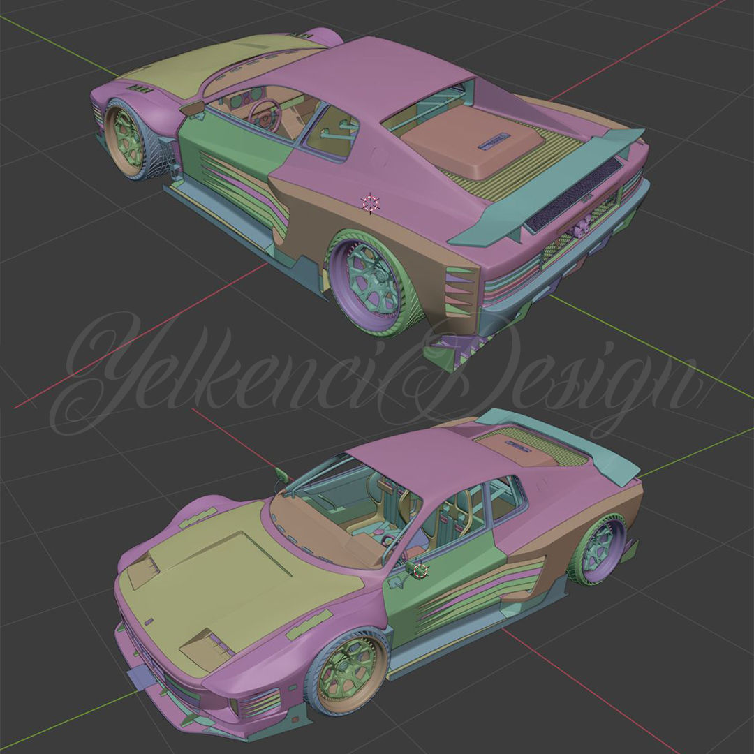 Ferrari testarossa Yelkencidesign custom 3D model | CGTrader