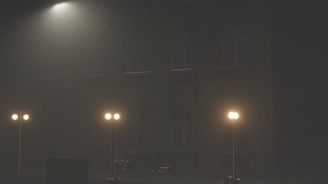 Street night with two lamps in fog free 3D model | CGTrader