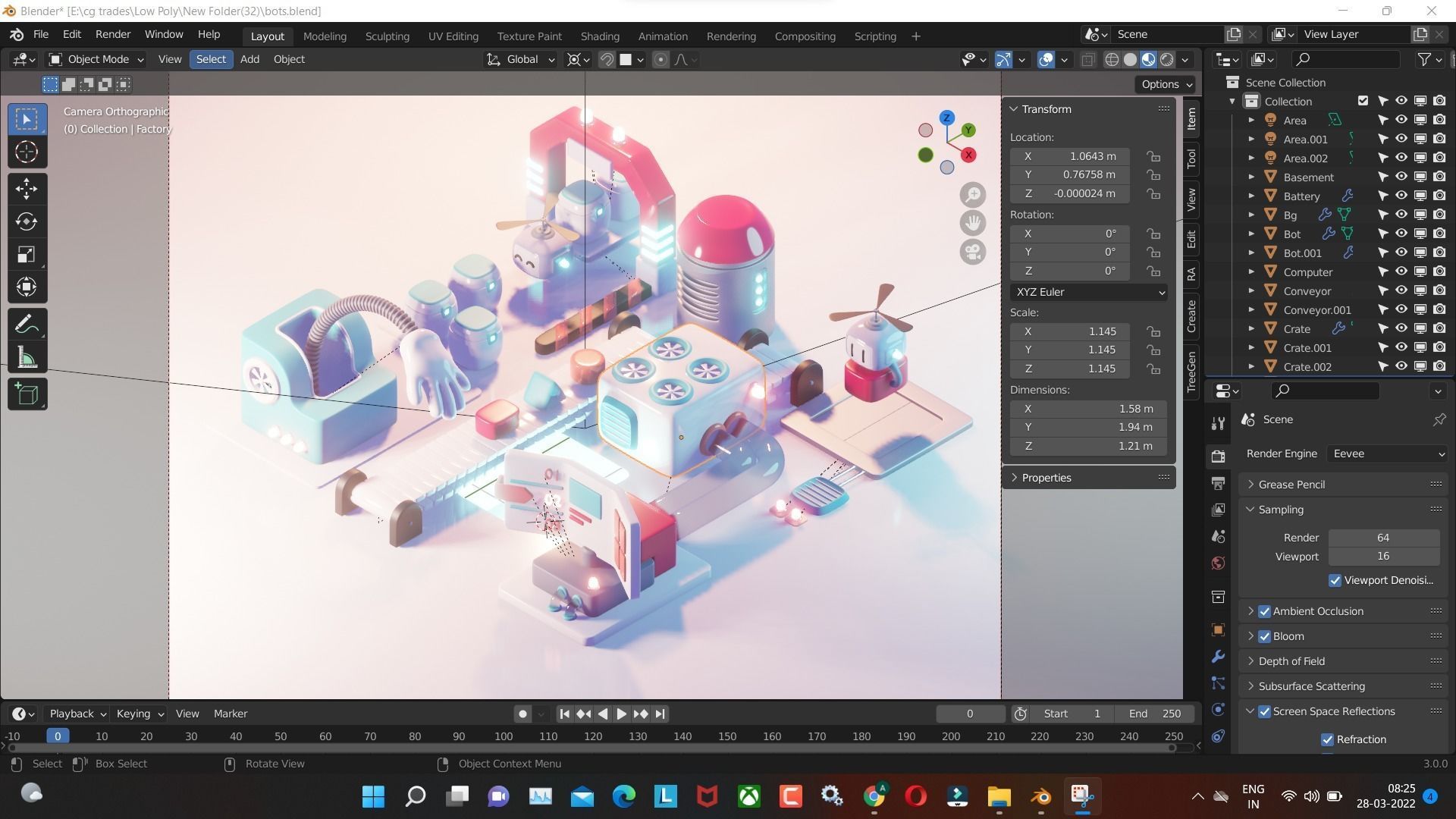 3D model bots low poly model render in blender VR / AR / low-poly ...
