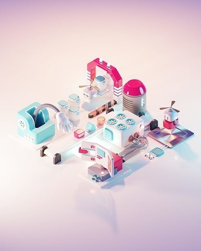 3D model bots low poly model render in blender VR / AR / low-poly ...