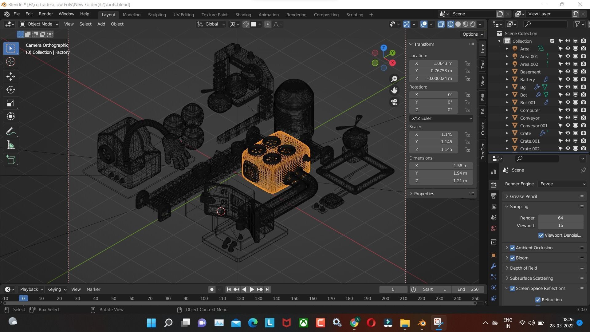 3D model bots low poly model render in blender VR / AR / low-poly ...