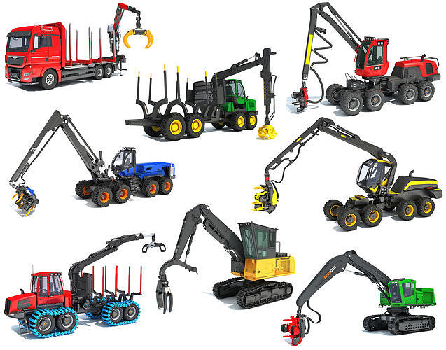 Forestry Machinery Set 3D Model Collection | CGTrader