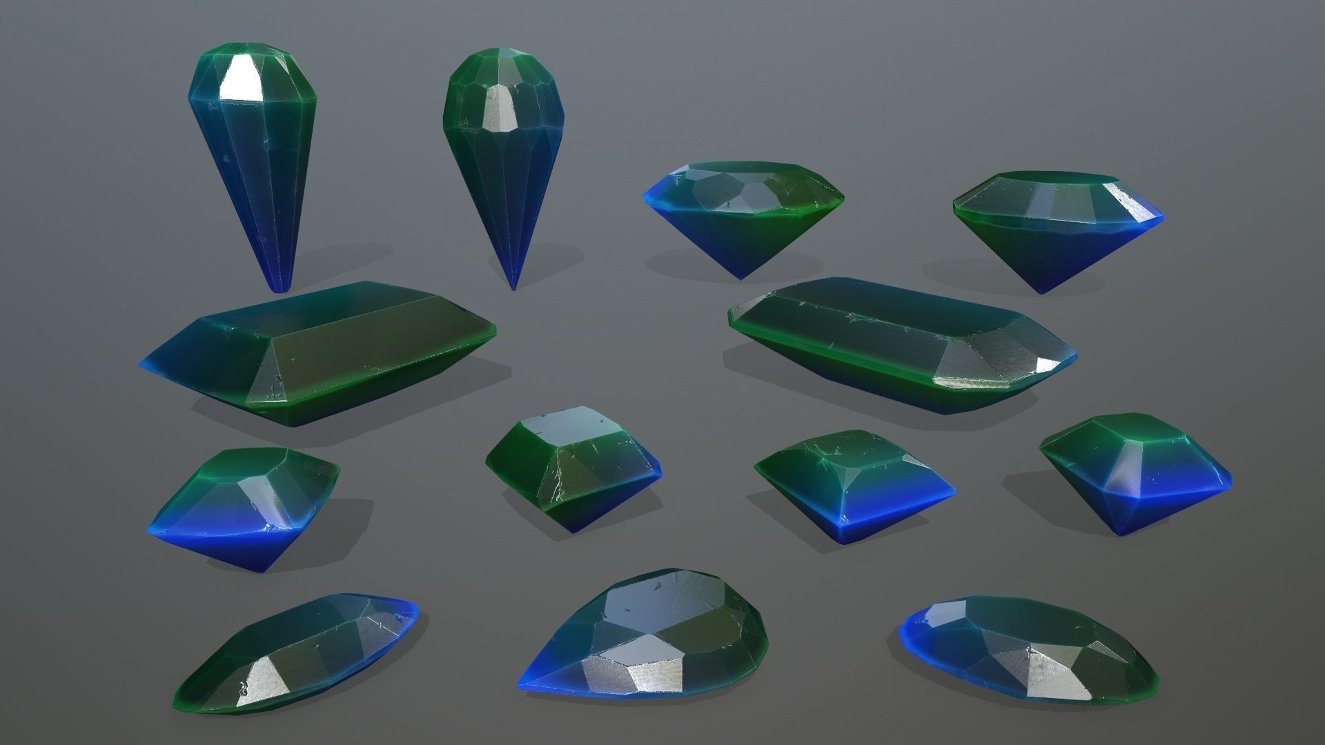 3D model Gem Set of gemstones VR / AR / low-poly | CGTrader