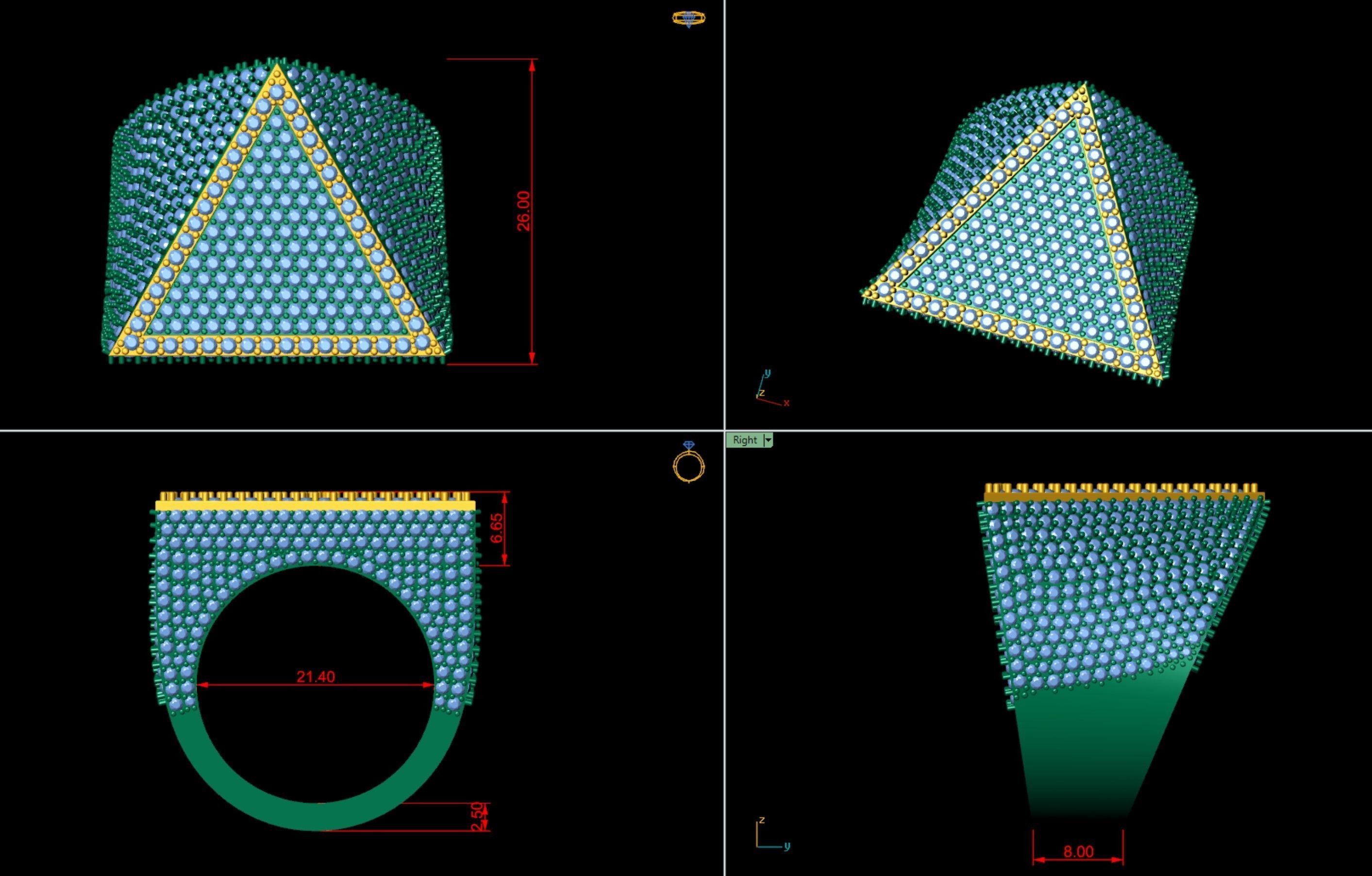Triangular Pyramid Shape Champions Diamond Ring 02 3D model 3D ...