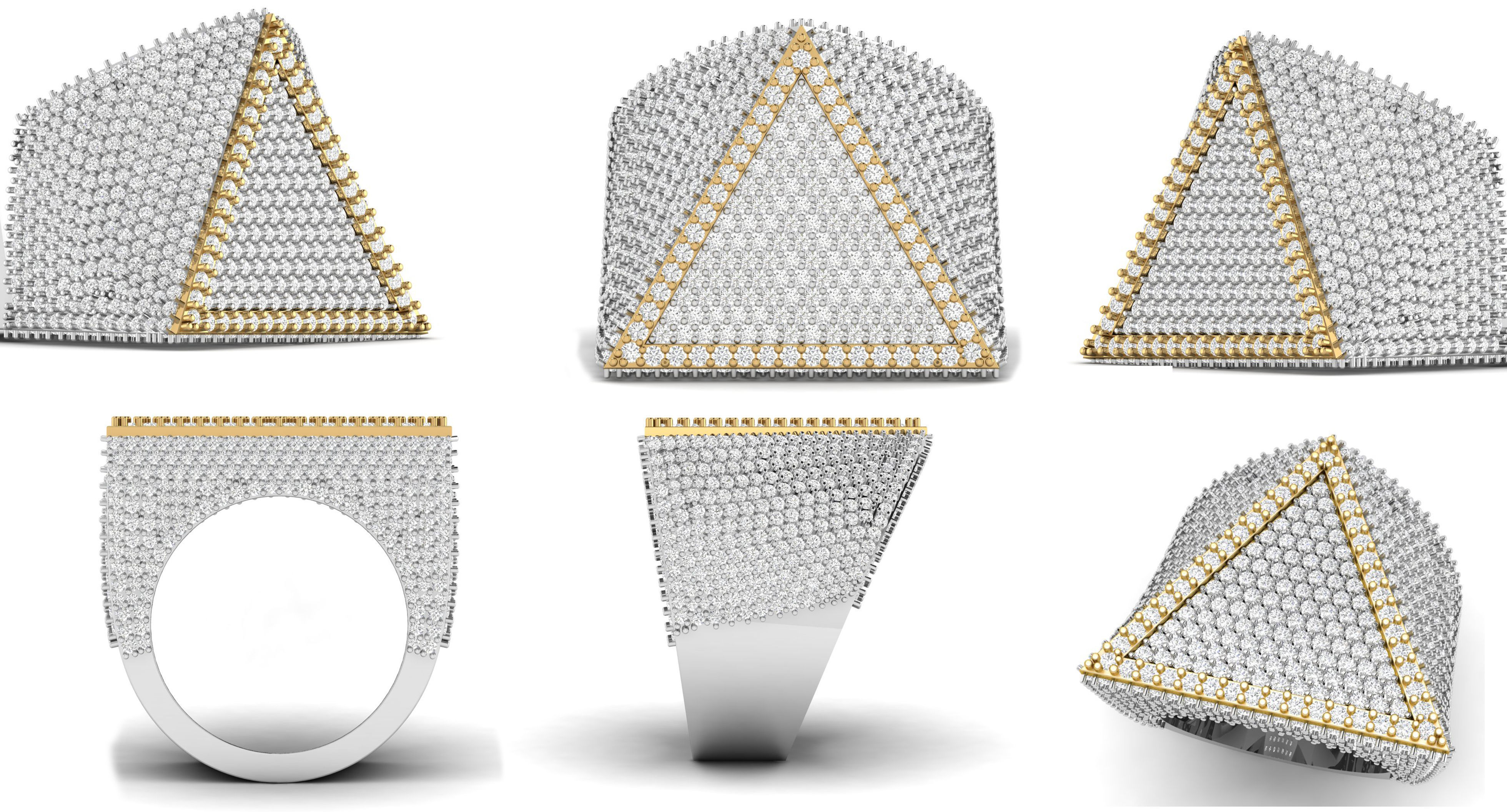 Triangular Pyramid Shape Champions Diamond Ring 02 3D model 3D ...