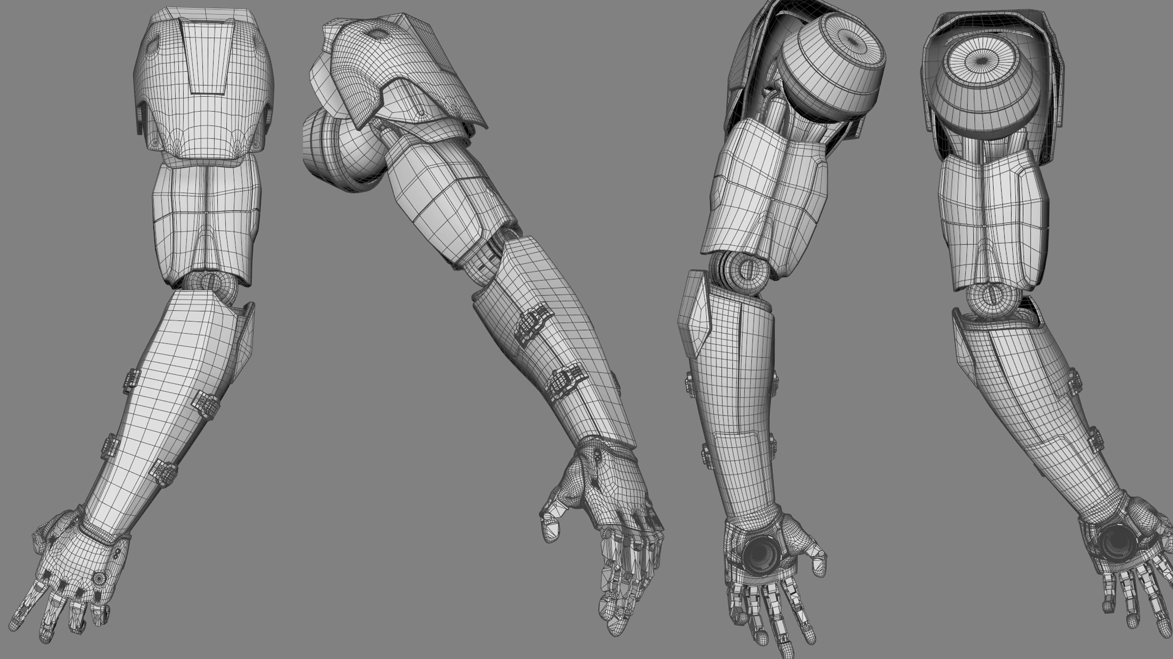 Mechanical Arm Robot Hand with Cables and Carvings 3D model 3D model ...