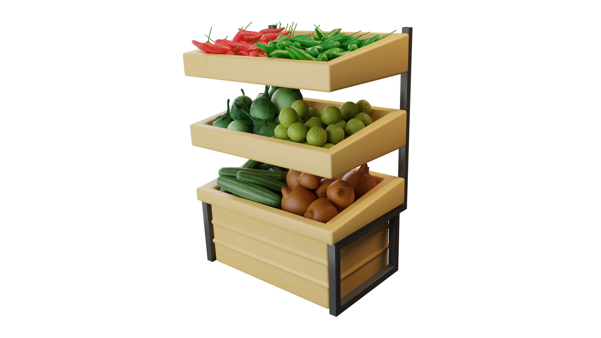 Vegetable cartoon with easy rack 3D model | CGTrader