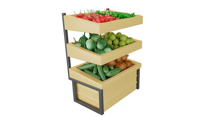 Vegetable cartoon with easy rack 3D model | CGTrader