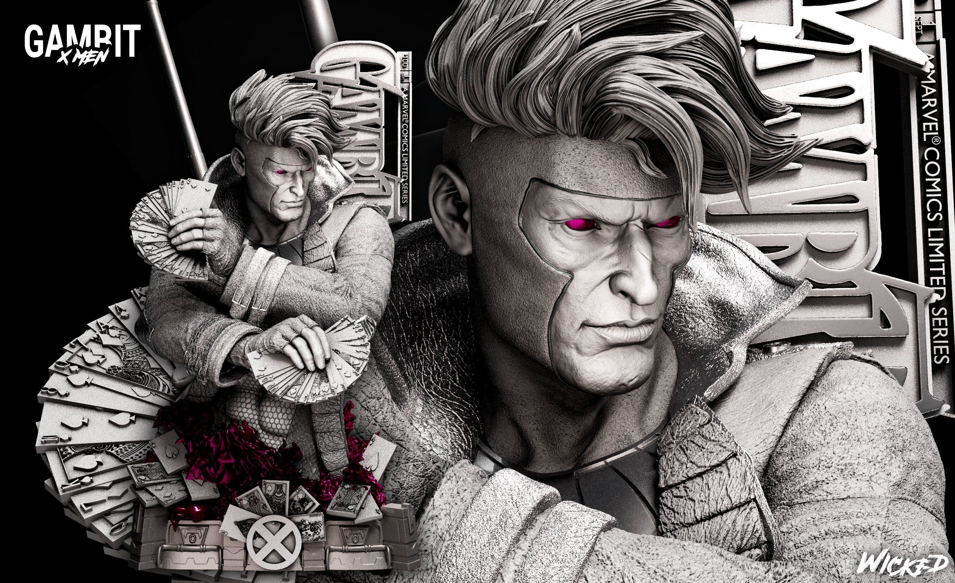 Wicked Marvel Gambit Bust 3D print model 3D model 3D printable | CGTrader
