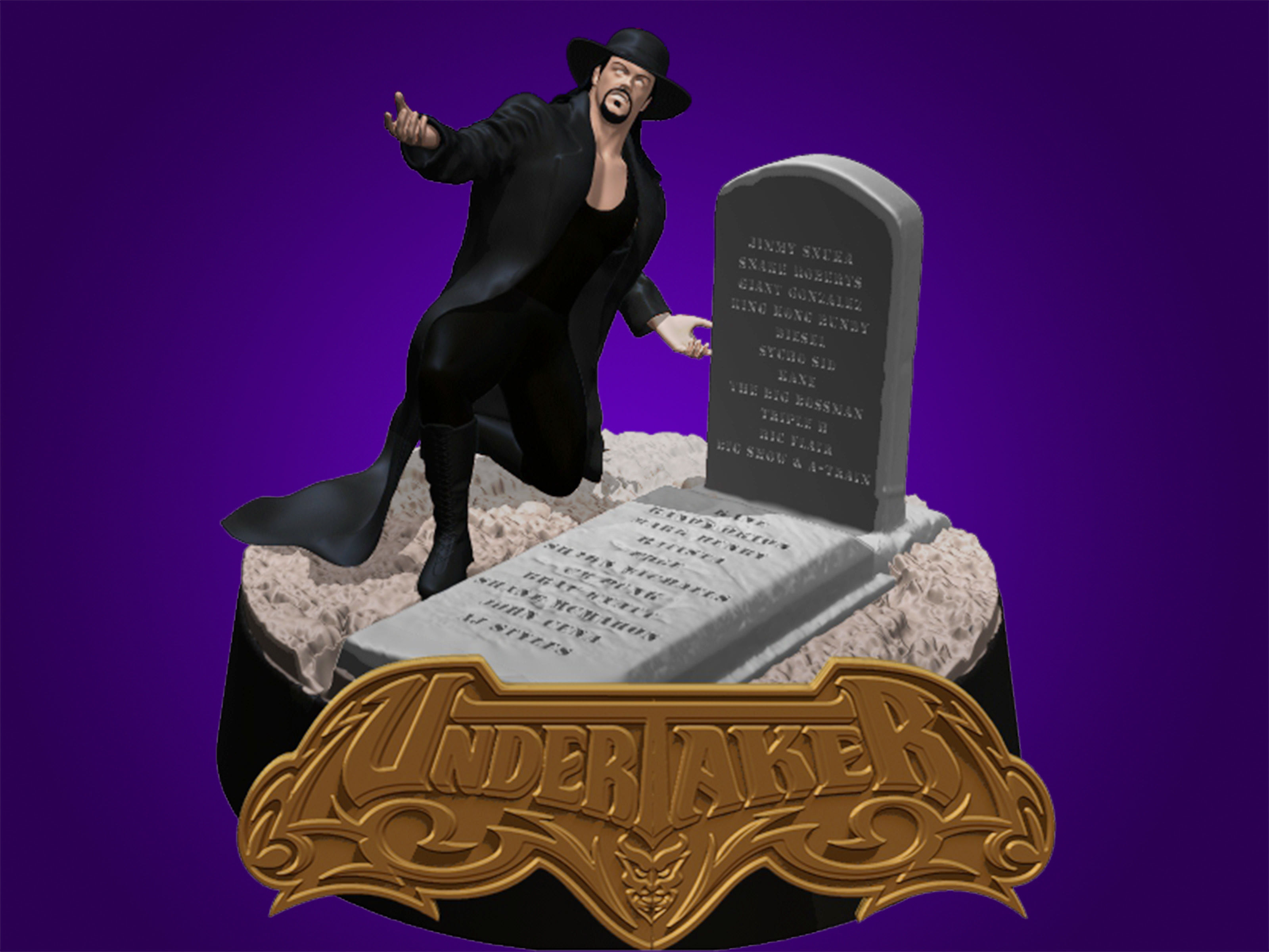 THE UNDERTAKER statue of gravedigger on tombstone 3D model 3D printable ...
