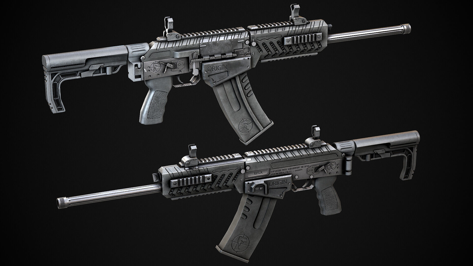 3D model Modern AAA Shotgun Pack Game Ready PBR VR / AR / low-poly ...