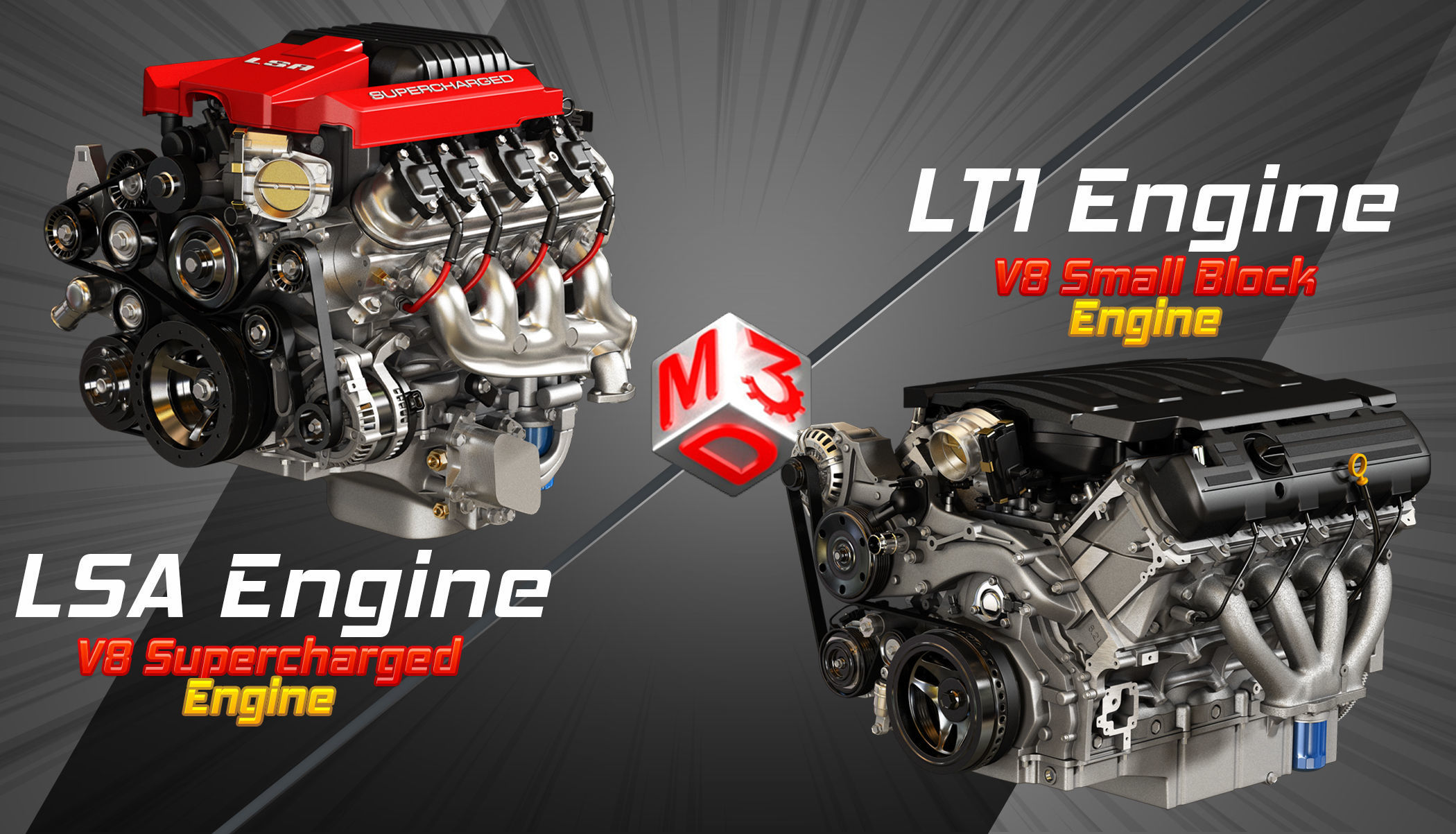 LSA - LT1 - V8 Engines 2 in 1 3D Model Collection | CGTrader