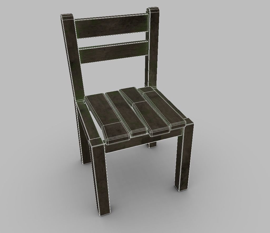 3D model Low Poly Old Wooden Chair VR / AR / low-poly | CGTrader