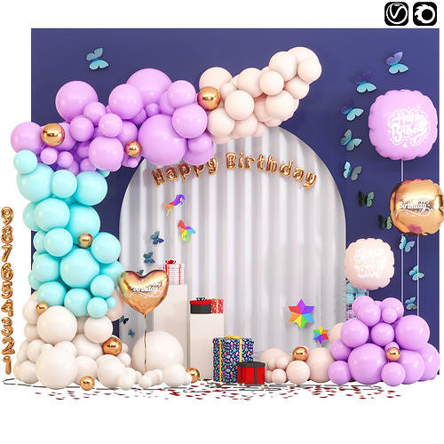 Happy birthday Set 01 3D model | CGTrader