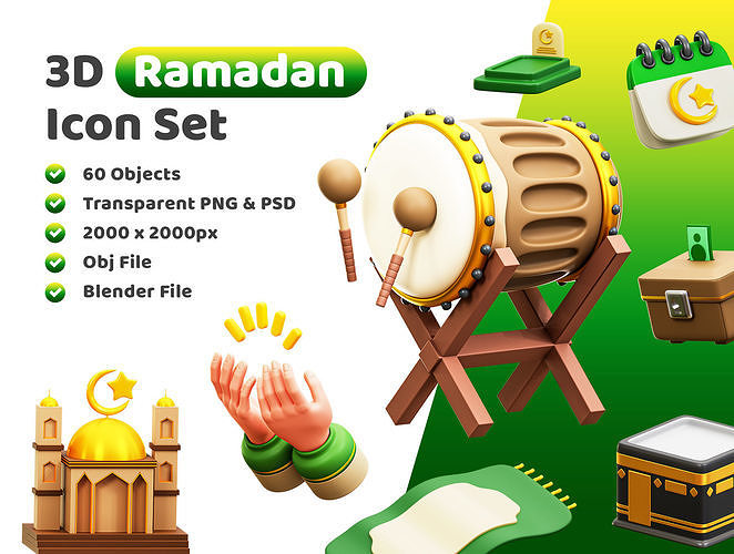 3D model Ramadhan Icon Pack 3D Model VR / AR / low-poly | CGTrader