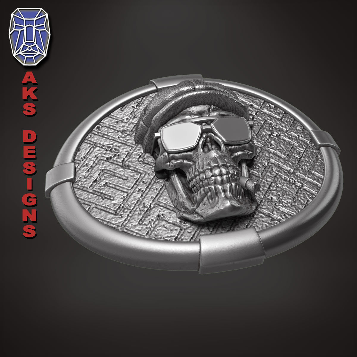 Gangster skull version 2 Belt buckle 3D model 3D printable | CGTrader