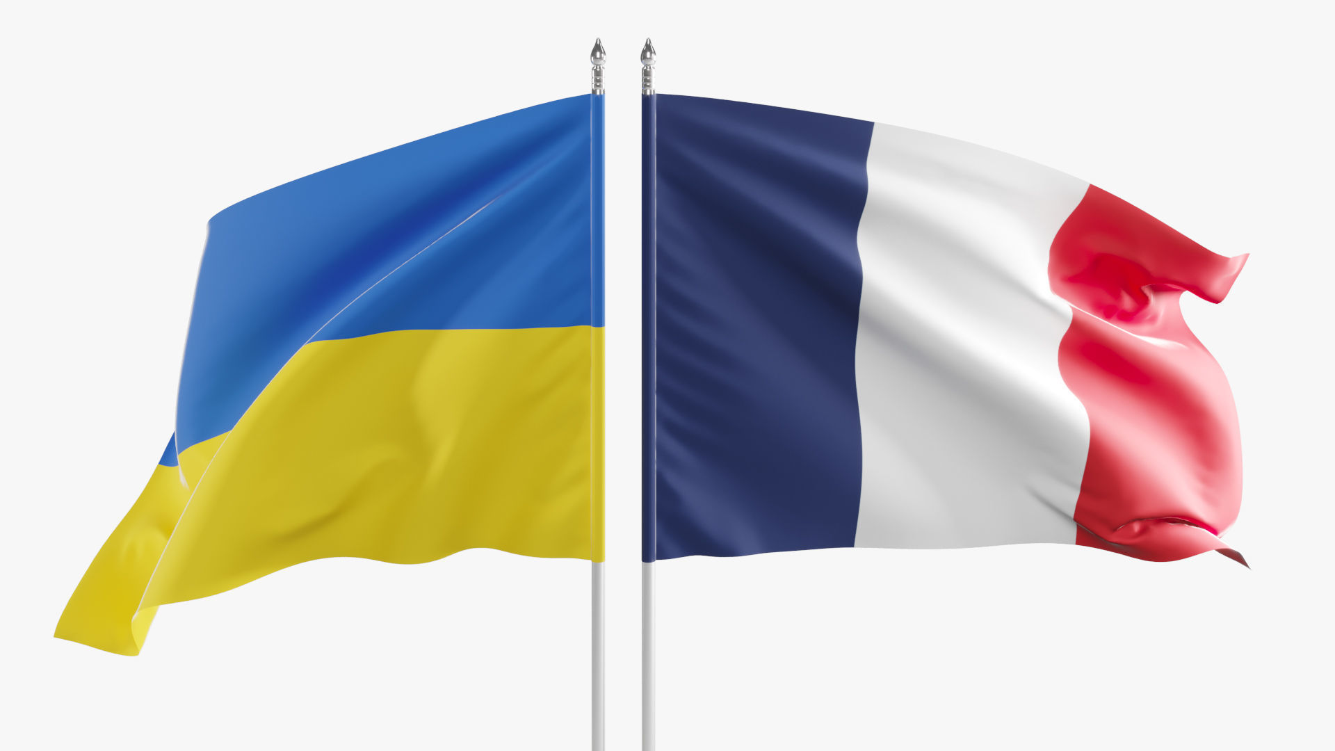 Flag France Ukraine Support 3D model | CGTrader