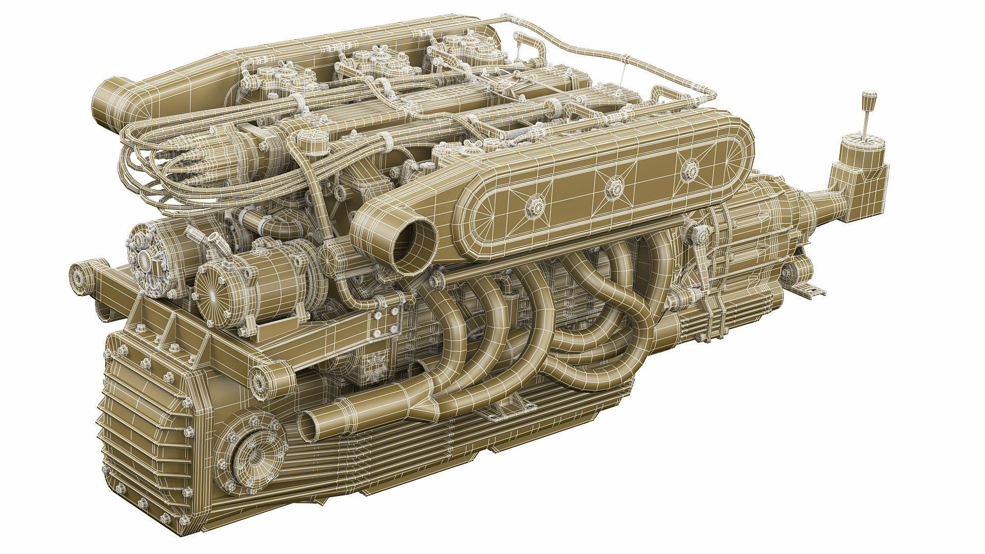 V12 engine with gearbox 3D model | CGTrader