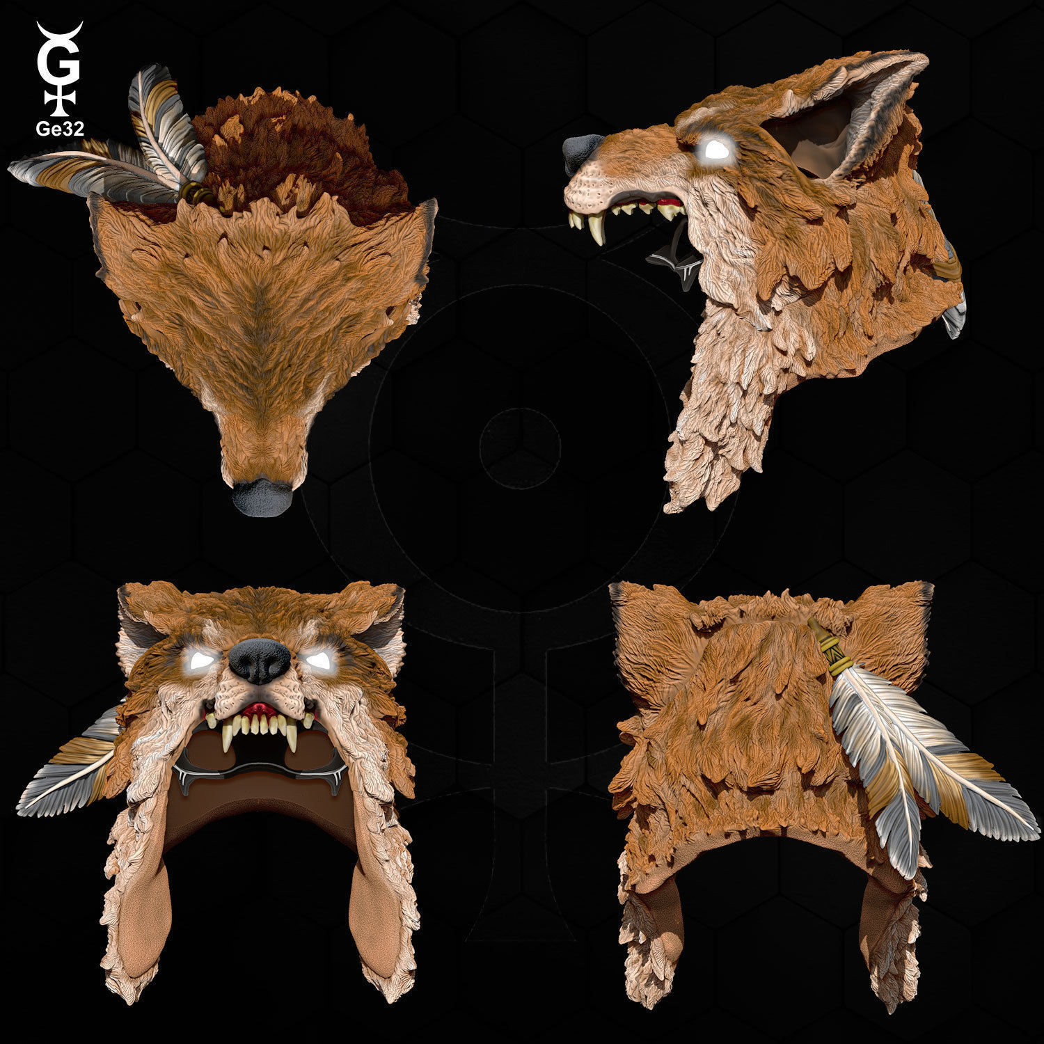 RED WOLF CAT - HELMET 3D model 3D printable | CGTrader