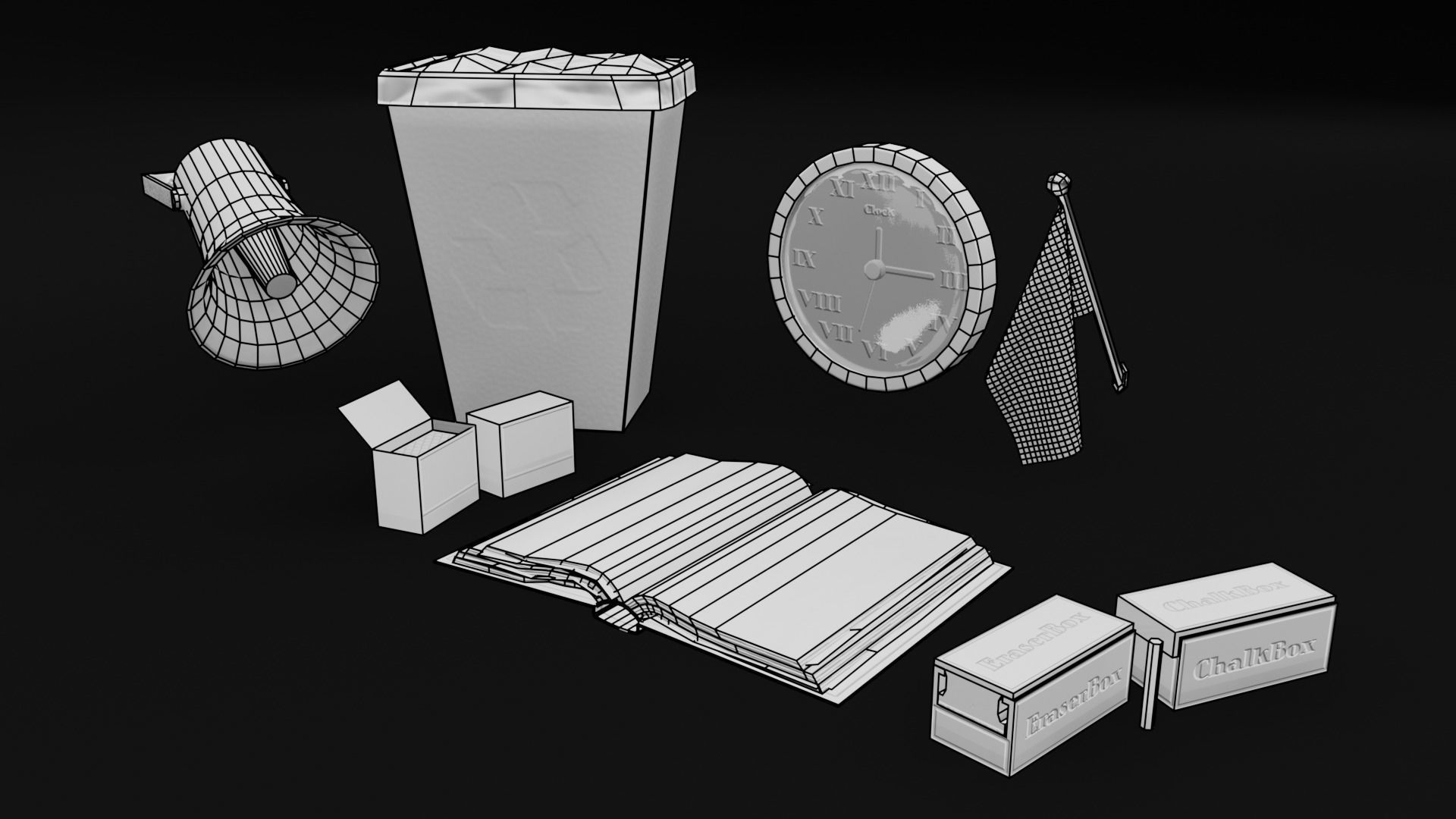 3D model School Classroom Supplies VR / AR / low-poly | CGTrader