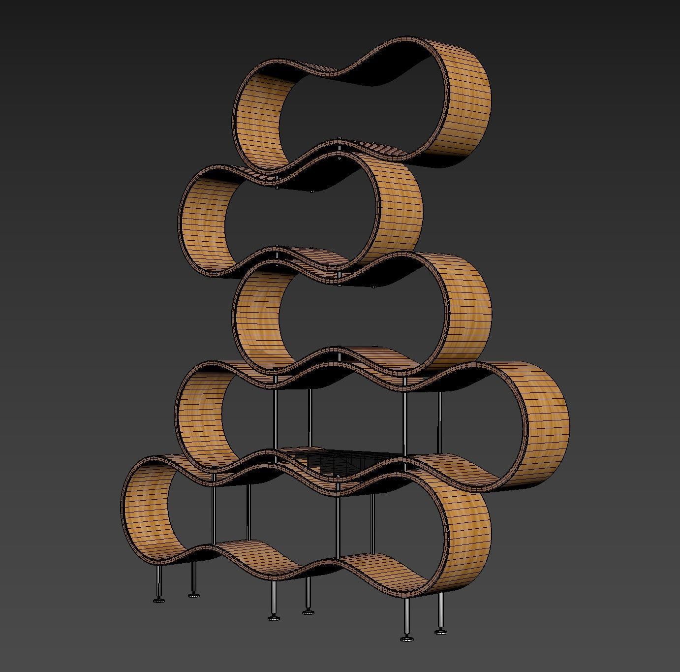 Wavy bookshelf 3D model | CGTrader