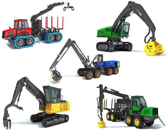 Forestry Machinery Set 3D Model Collection | CGTrader