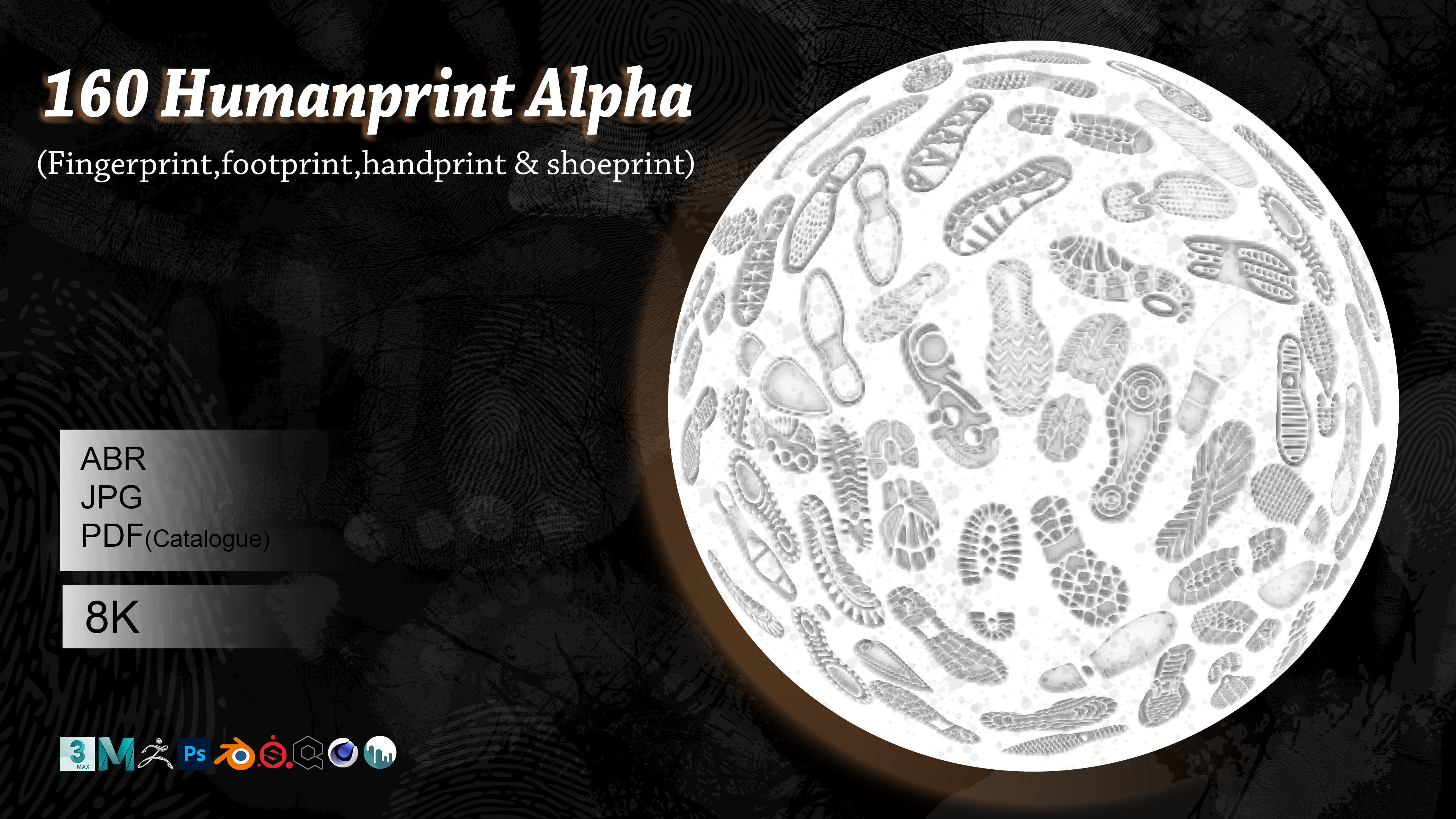 160 Humanprint Alpha Fingerprint Footprint Handprint Shoeprint 3D model ...