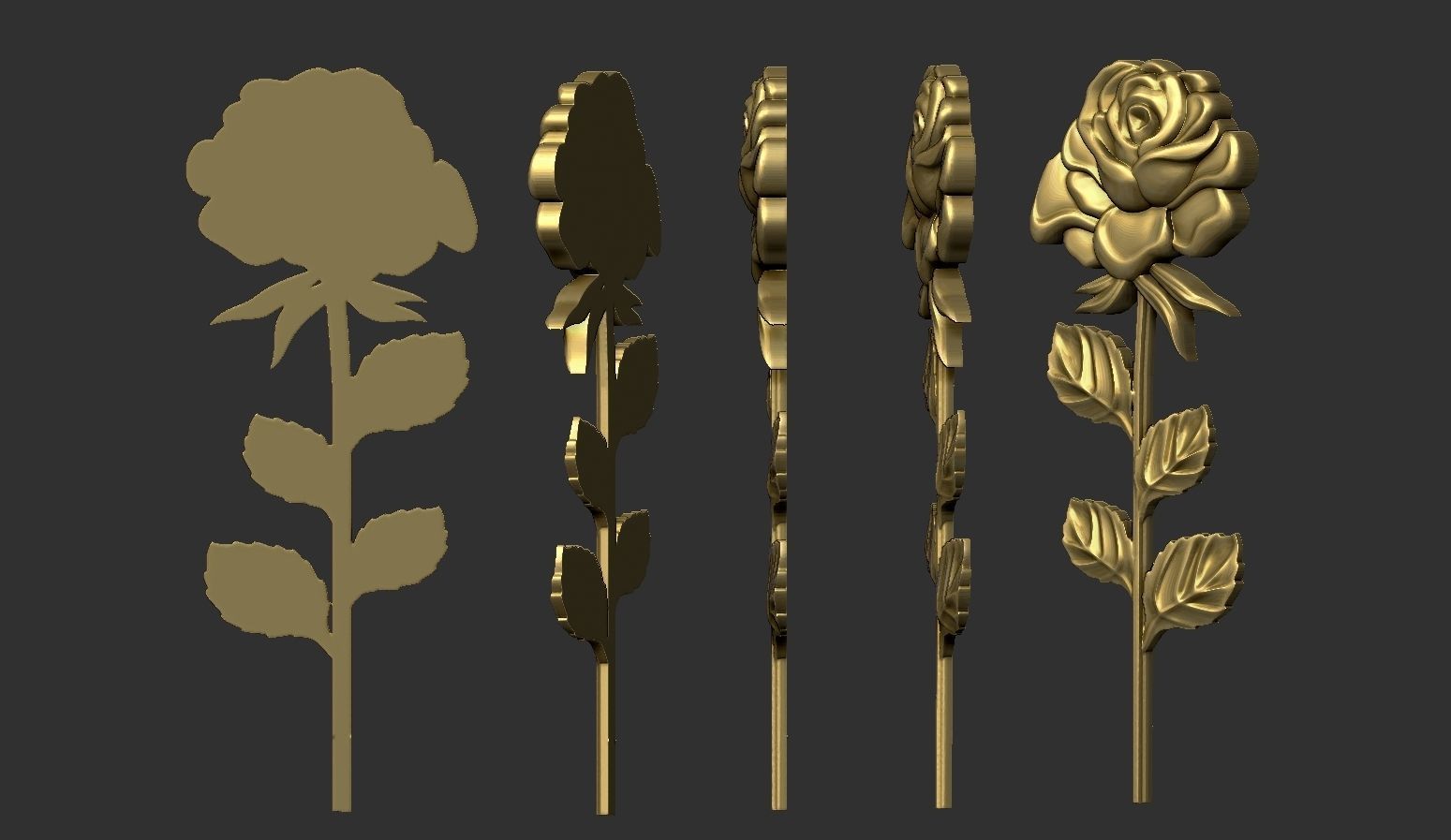 Rose relief 3D model 3D printable | CGTrader