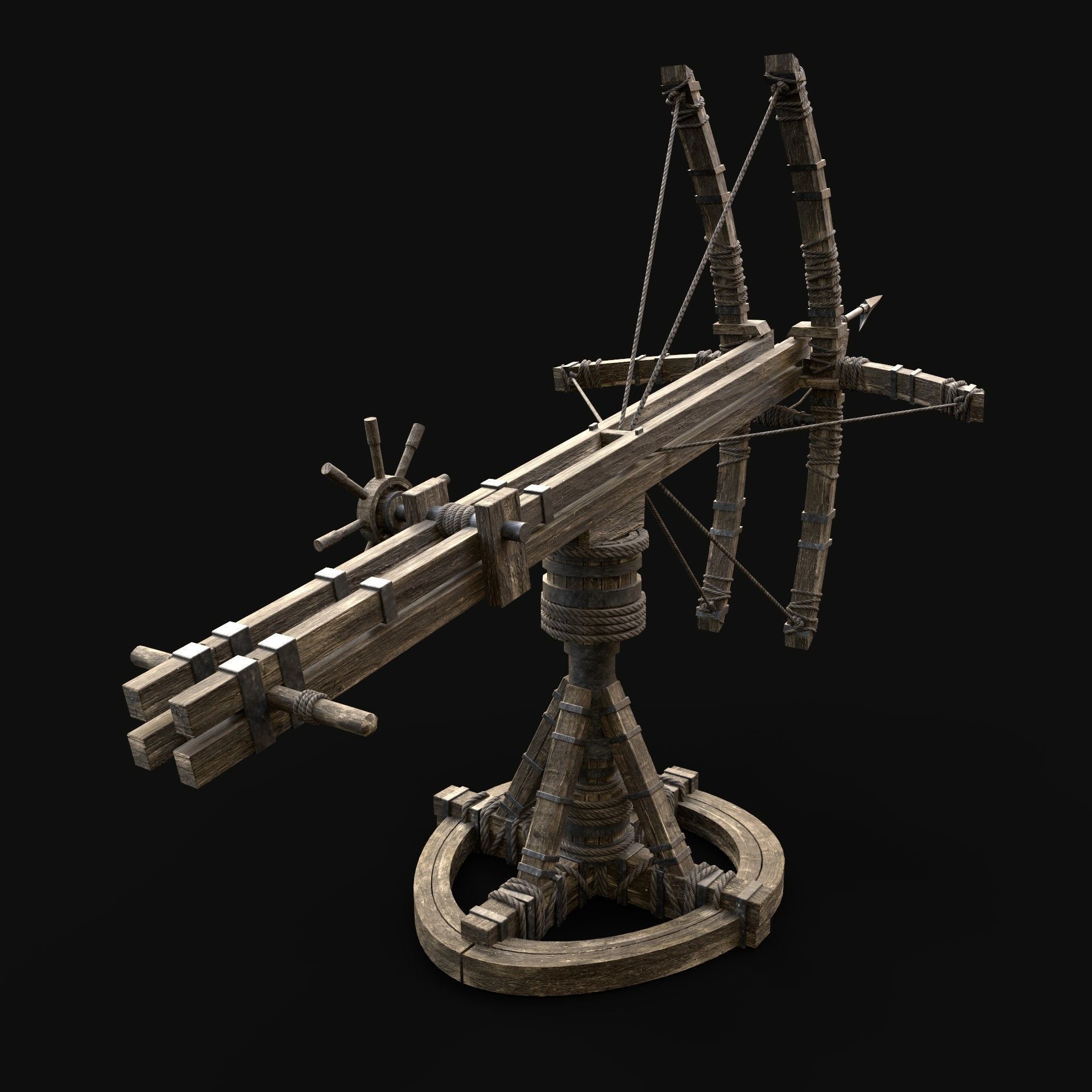 3D model BALLISTA HARPOON LAUNCHER WAR MACHINE MEDIEVAL SIEGE ENGINE VR ...