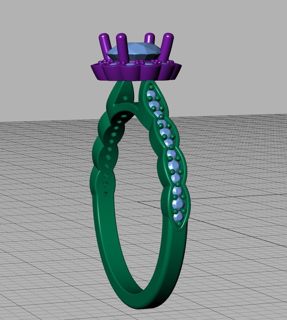 Vintage Halo Ring Bespoke Engagement Ring 3dmodel 3D model 3D printable ...