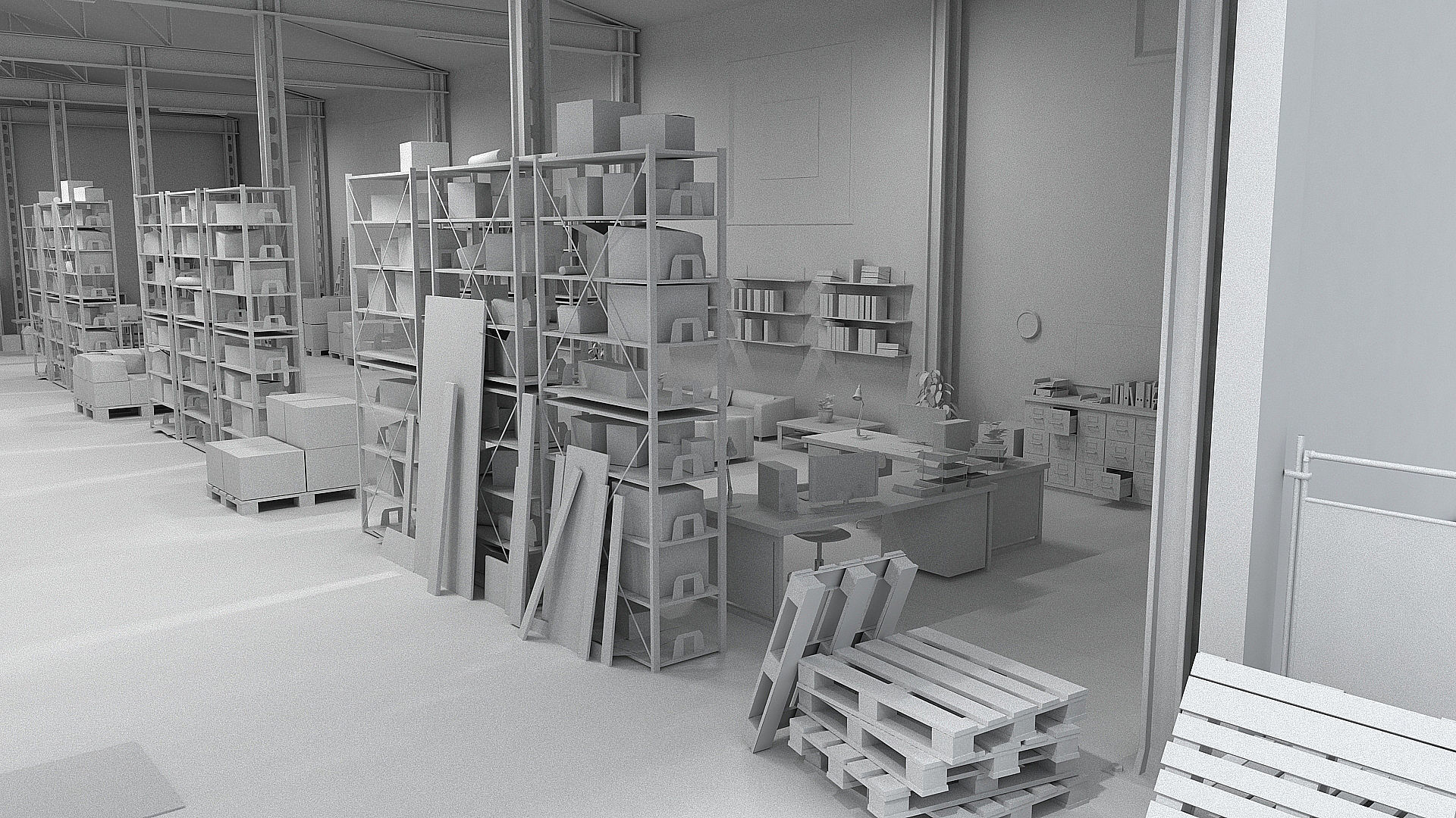 Stylised logistics and storage warehouse 3D model | CGTrader