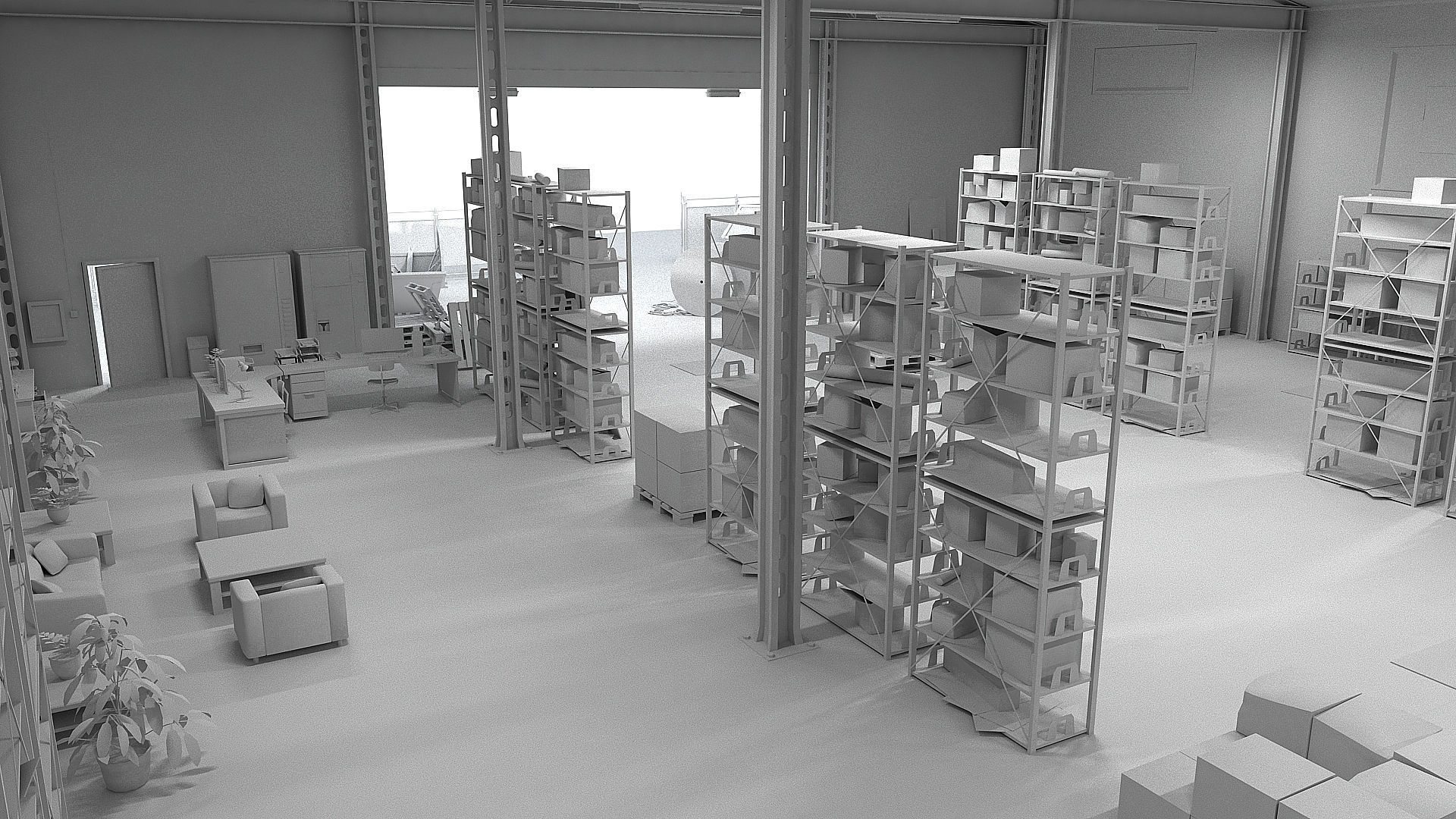 Stylised logistics and storage warehouse 3D model | CGTrader