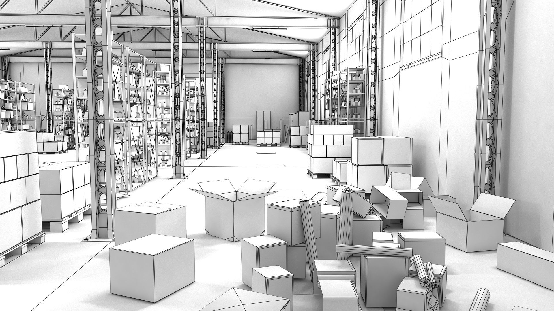 Stylised logistics and storage warehouse 3D model | CGTrader