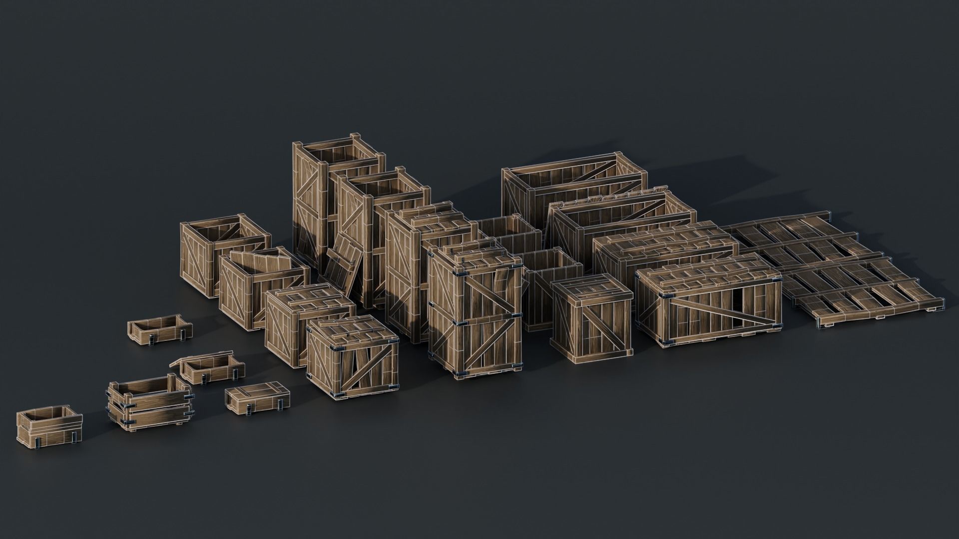 3D model Stylized Wooden Crates Bundle VR / AR / low-poly | CGTrader