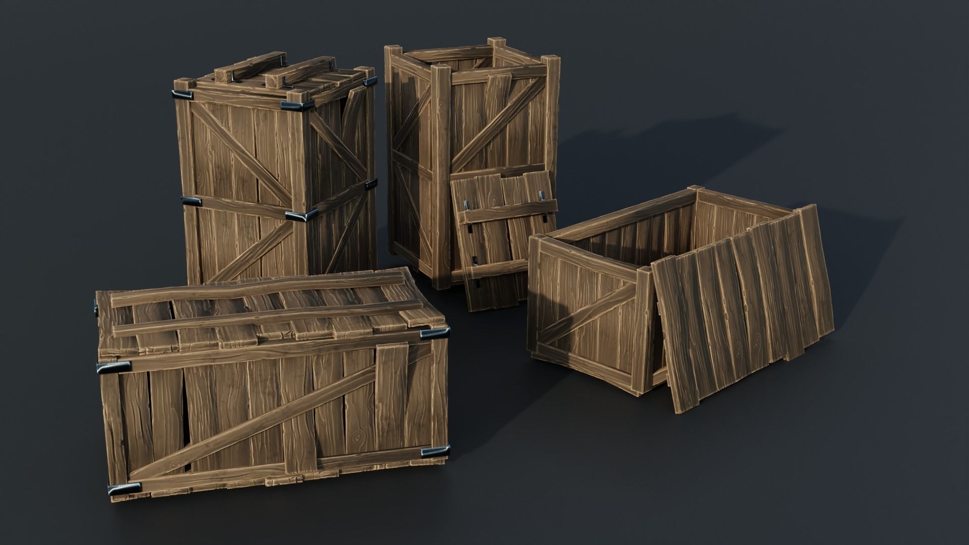 3D model Stylized Wooden Crates Bundle VR / AR / low-poly | CGTrader