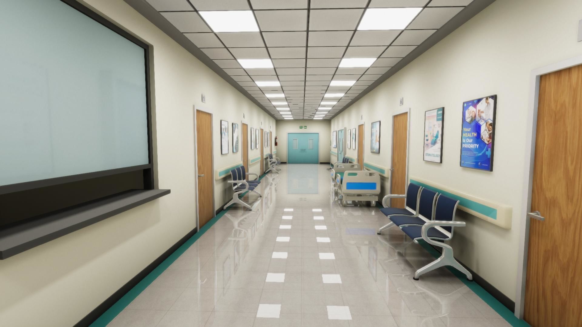 3D model Hospital Hallway VR / AR / low-poly | CGTrader