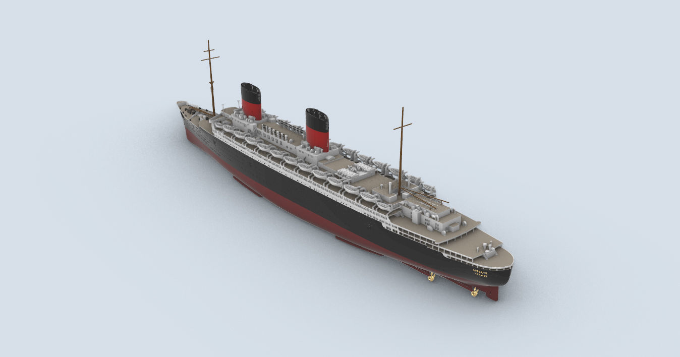 SS LIBERTE ocean liner 1954 - full and waterline printable model 3D ...