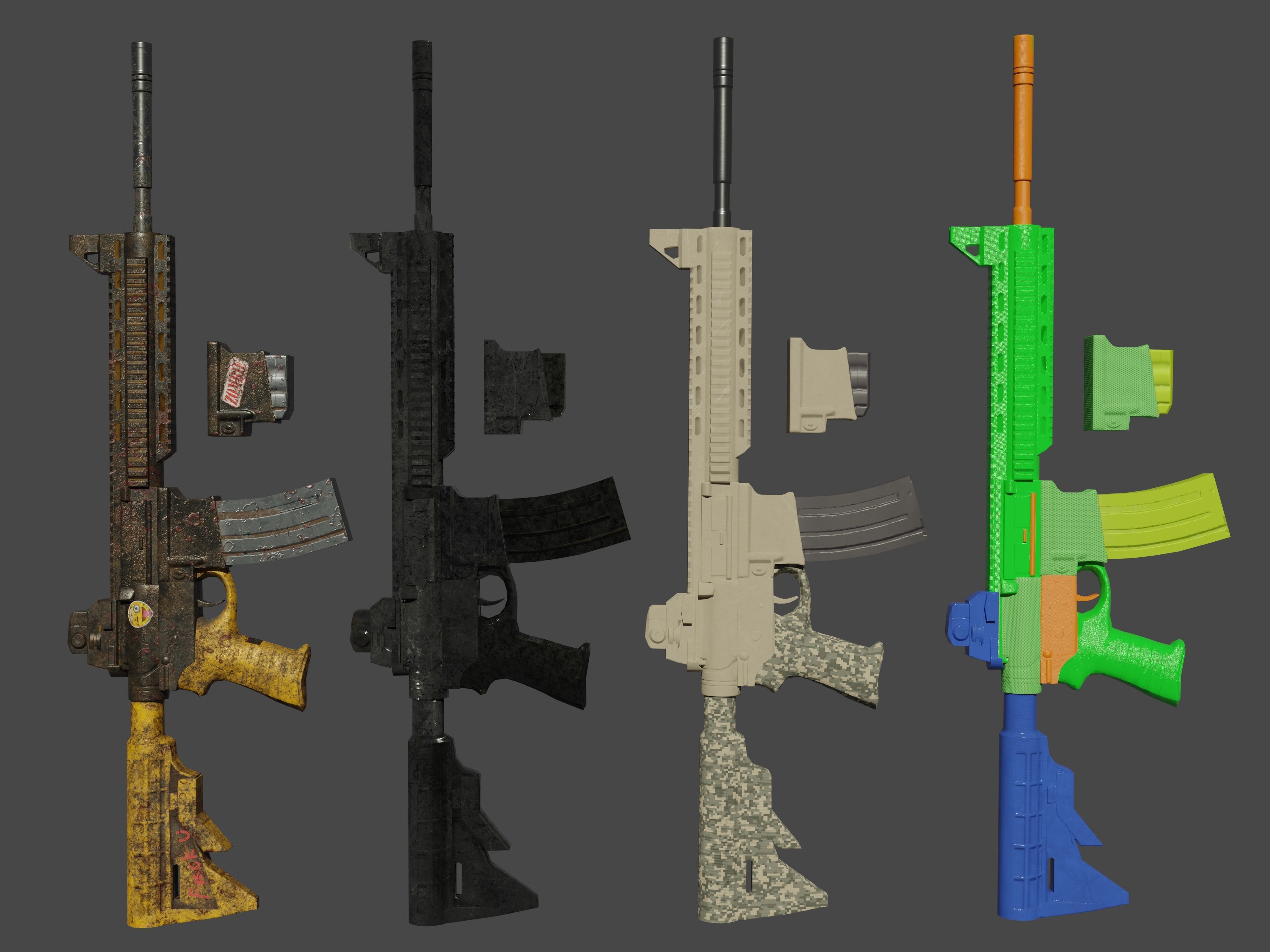 3D model Low poly AR-15 military Gun VR / AR / low-poly | CGTrader