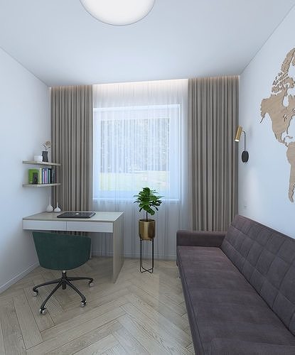 Simple comfortable work room 3D model | CGTrader