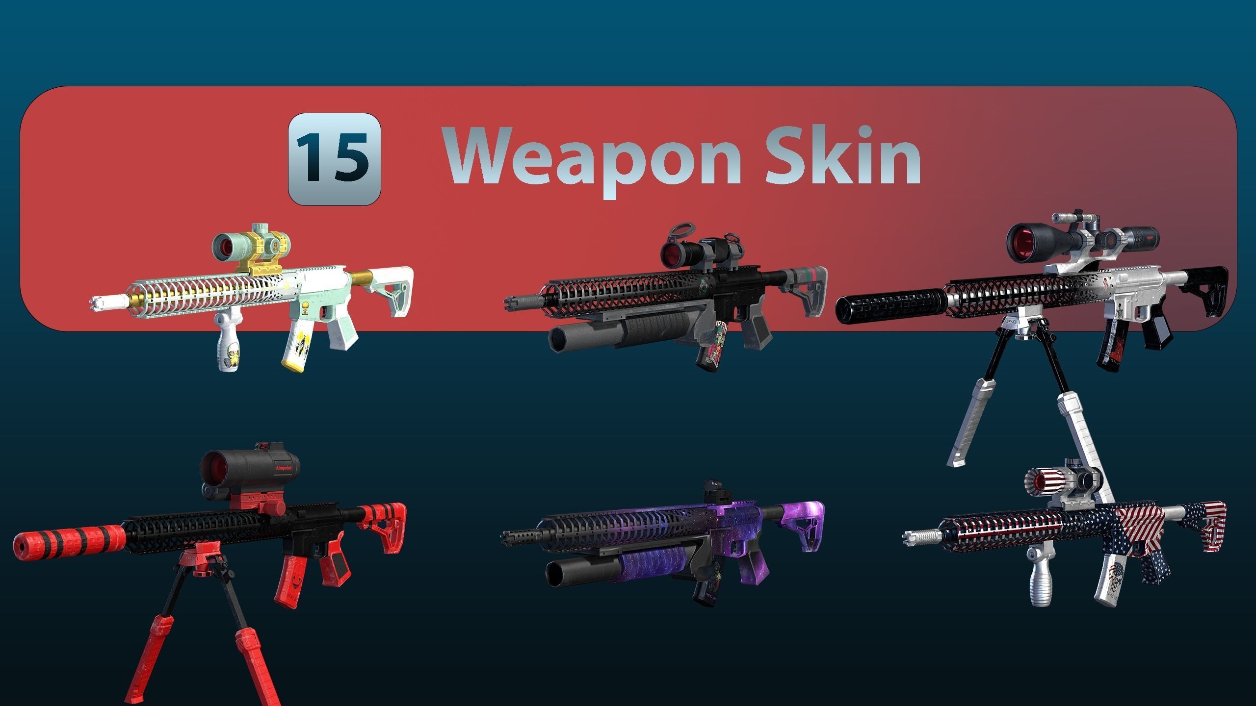 M4 - 17 Attachments - 15 Skins Vol-00 -Game Ready- Free free VR / AR ...