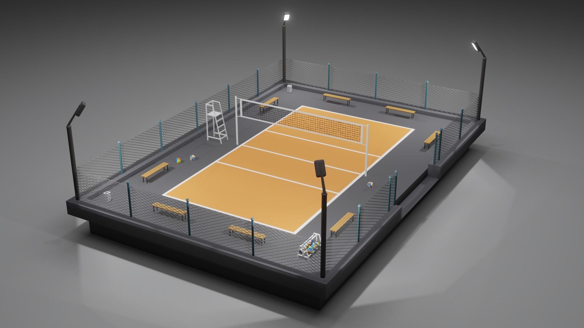 3D model Volleyball Court VR / AR / low-poly | CGTrader