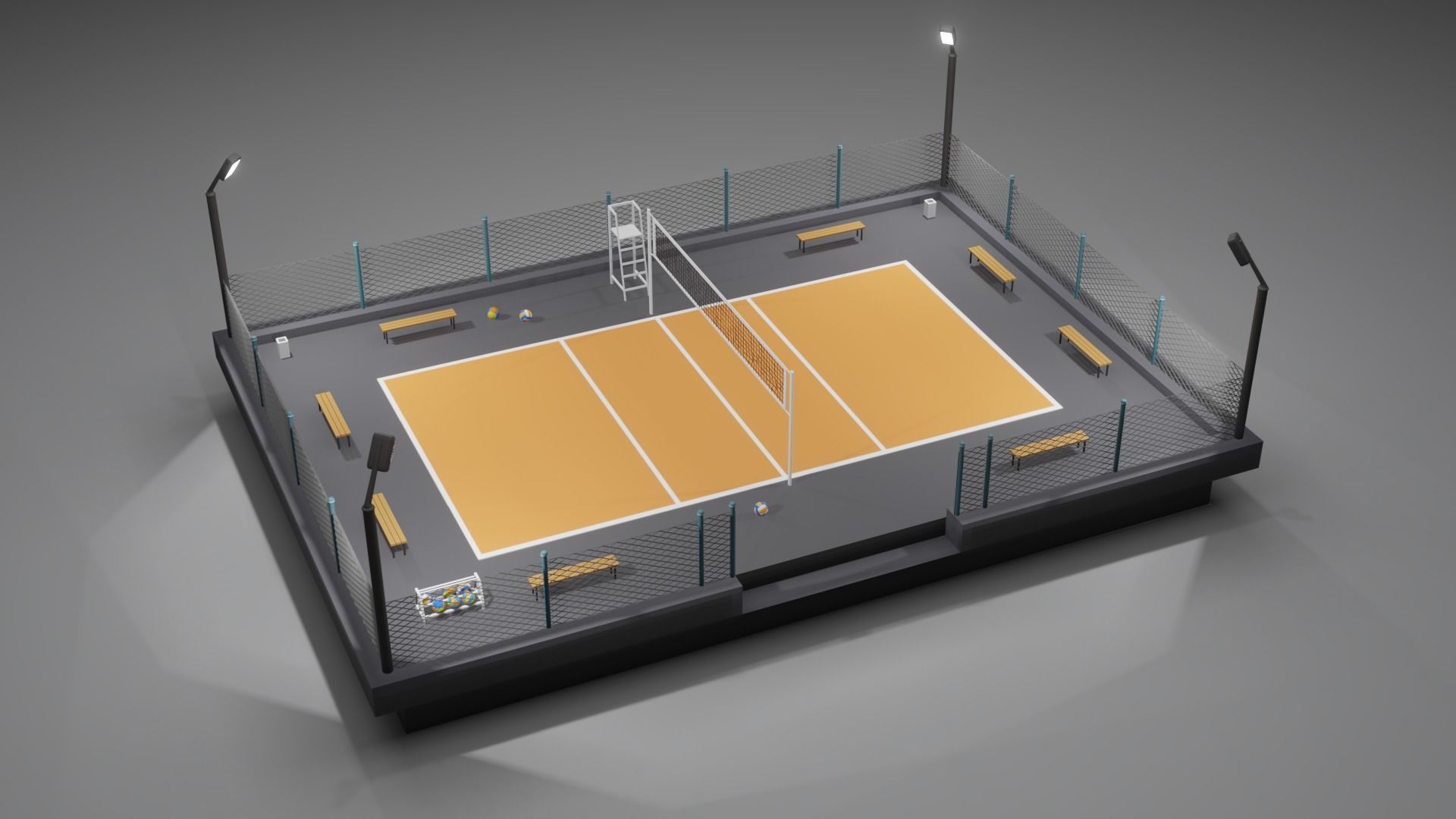 3D model Volleyball Court VR / AR / low-poly | CGTrader
