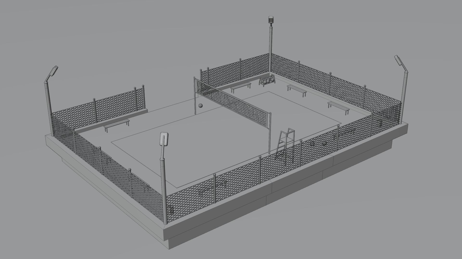 3D model Volleyball Court VR / AR / low-poly | CGTrader