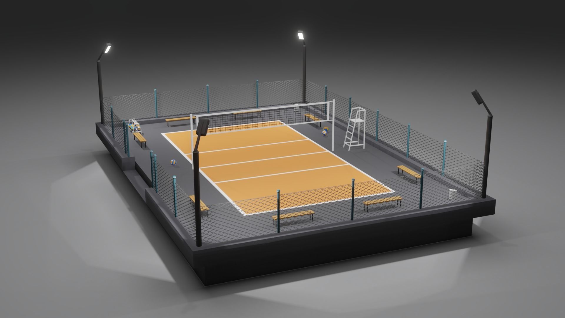 3D model Volleyball Court VR / AR / low-poly | CGTrader