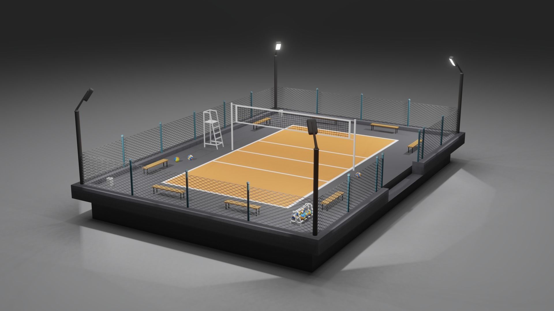 3D model Volleyball Court VR / AR / low-poly | CGTrader