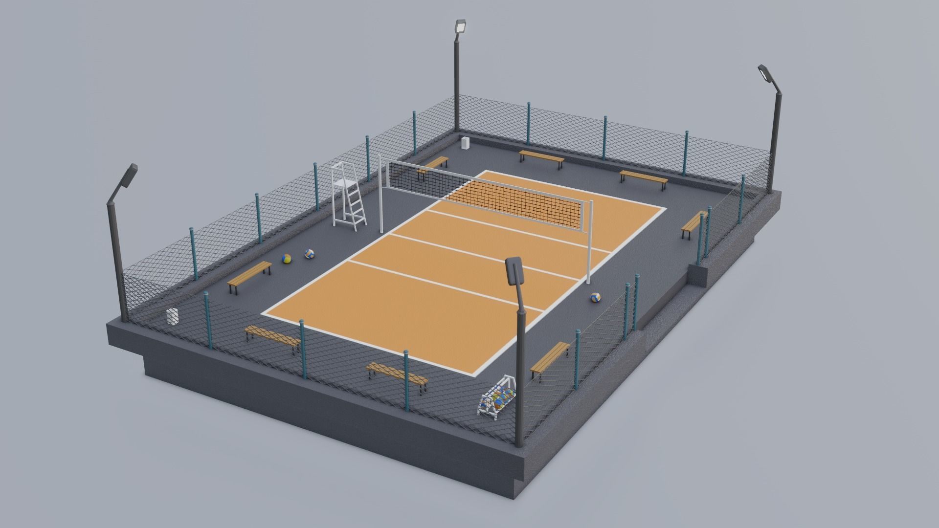 3D model Volleyball Court VR / AR / low-poly | CGTrader